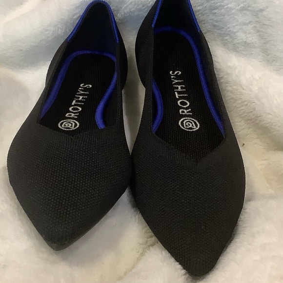 Rothy's | Shoes | Rothys The Point Black Solid Textile Ballet Flats ...